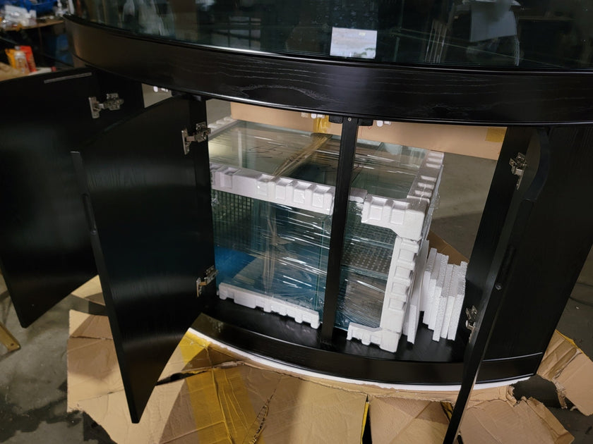 250g Corner ¼ Cylinder Glass Aquarium Ensemble in Abyss Black – AQUA VIM