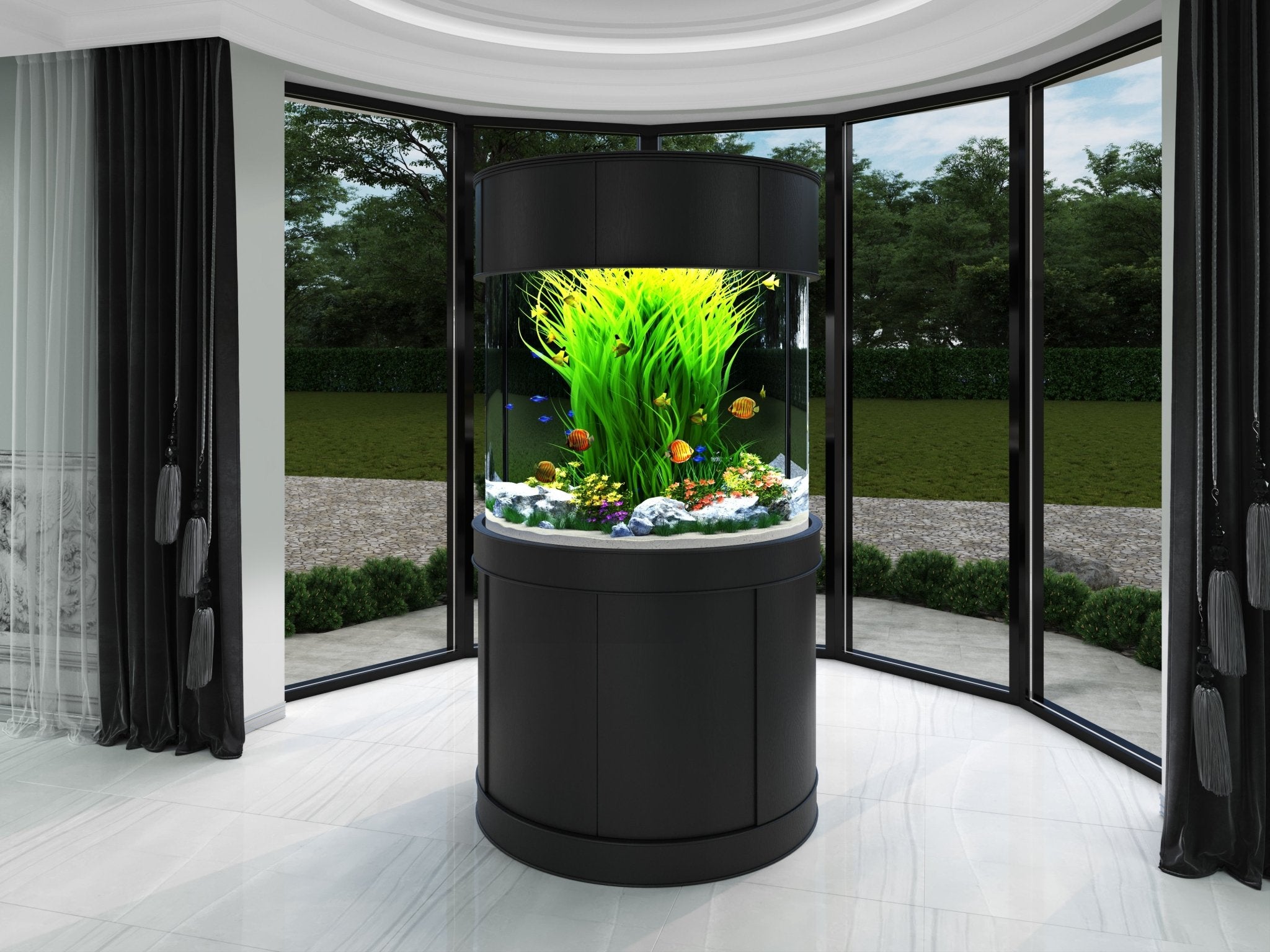 Large Glass Reef-Ready Full Cylinder Aquarium With Stand | AQUA VIM ...